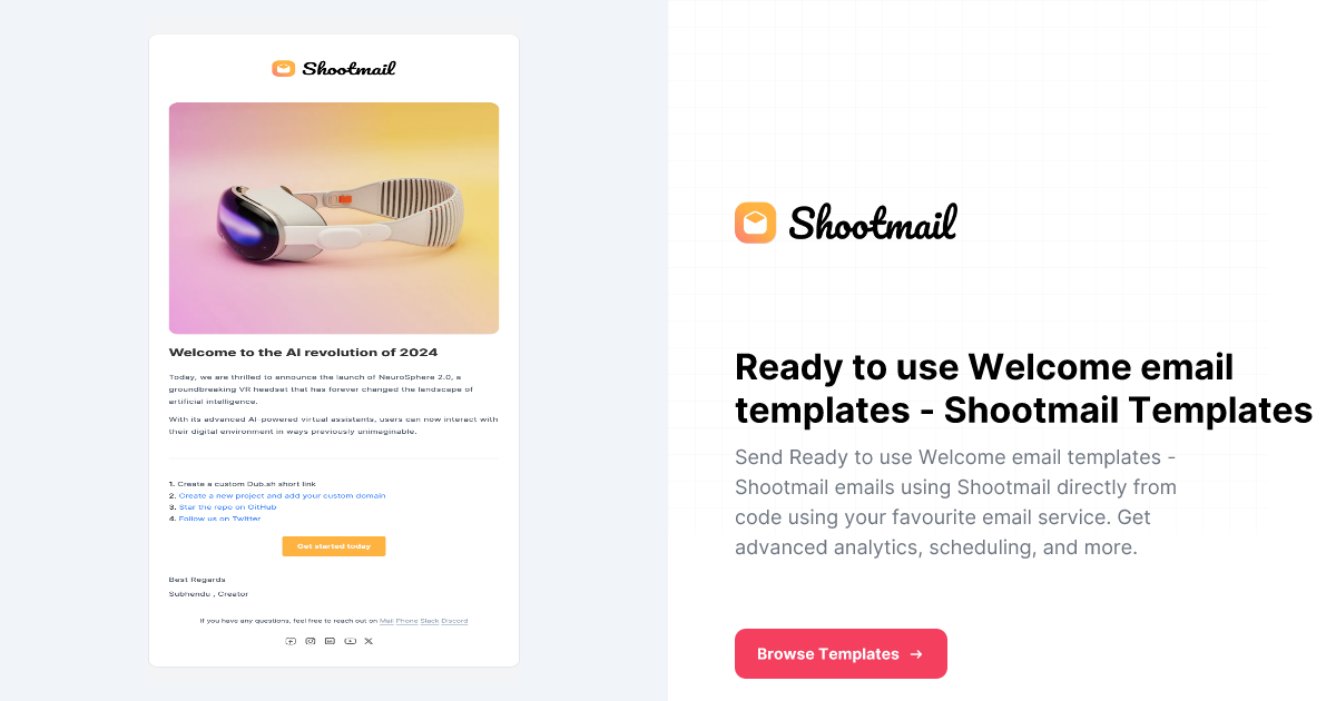 Ready to use Welcome email templates - Shootmail