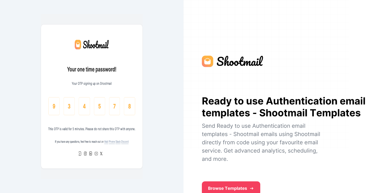 Ready to use Authentication email templates - Shootmail