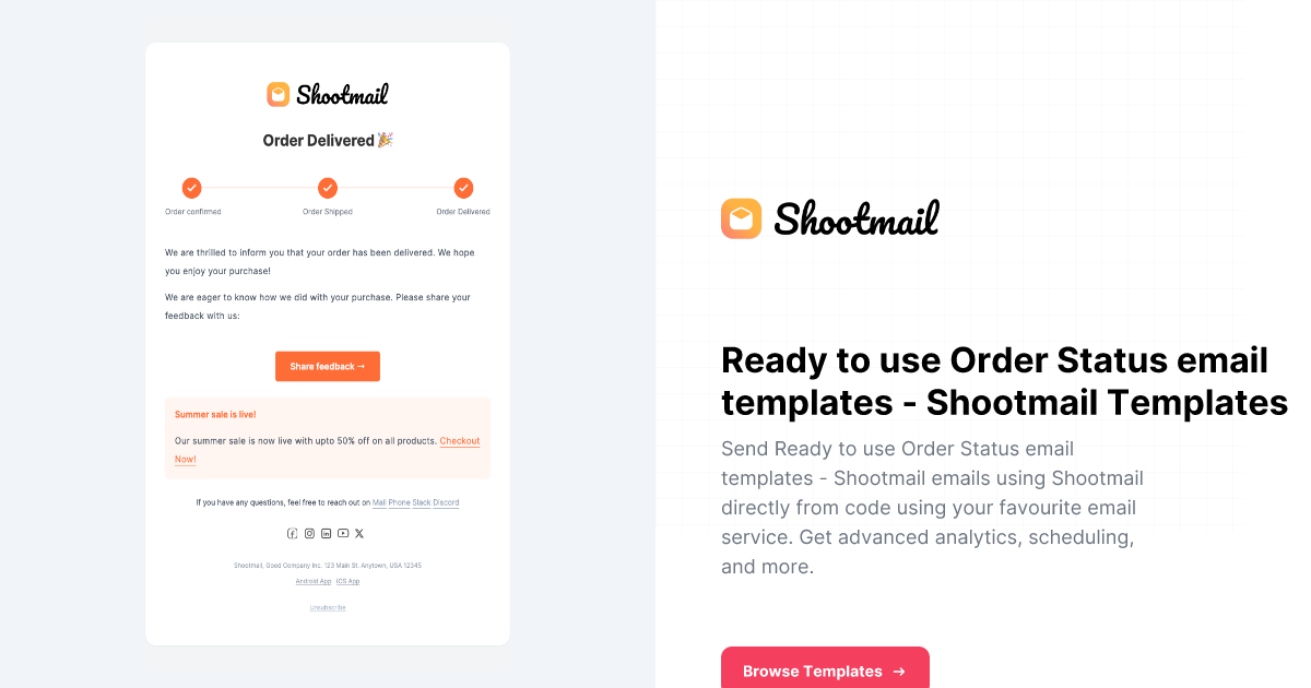 Ready to use Order Status email templates - Shootmail