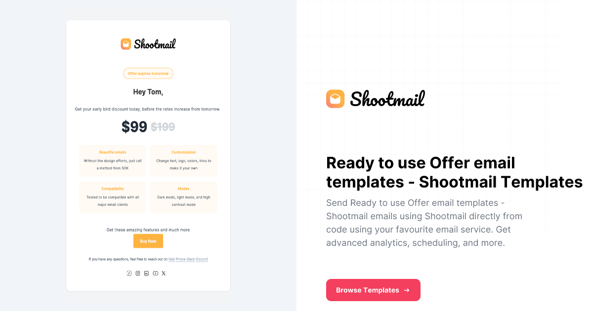Ready to use Offer email templates - Shootmail