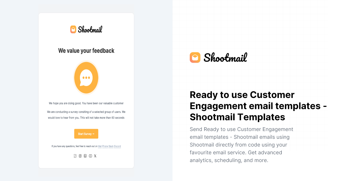 Ready to use Customer Engagement email templates - Shootmail